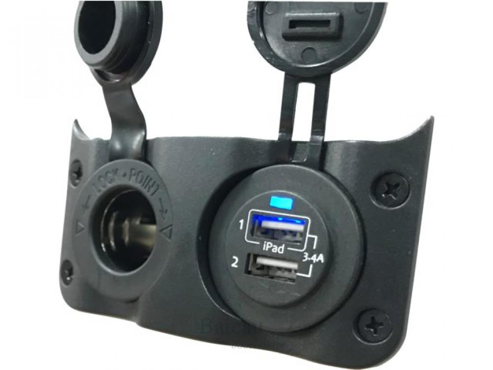 12 volt met dubbel USB stopcontact – Bateau Bootservice