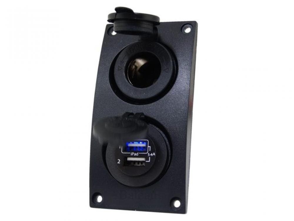Dubbele USB lader en stopcontact 12 Volt – Bateau Bootservice